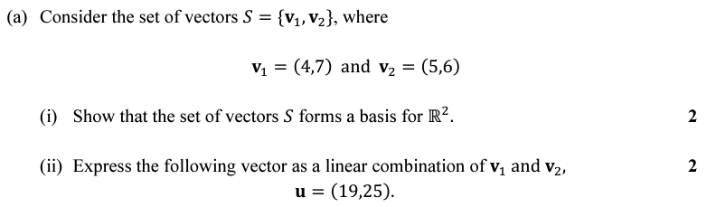 Solved (a) Consider the set of vectors \\( | Chegg.com
