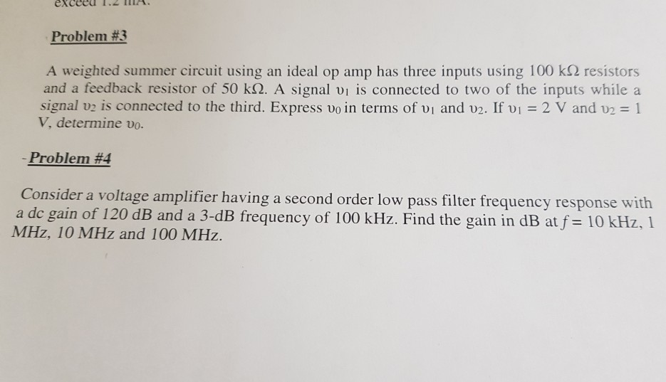 Solved exovou 1.min. Problem #3 A weighted summer circuit | Chegg.com
