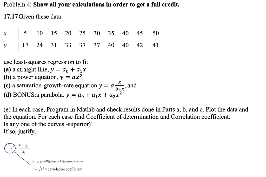Solved Problem 4: Show all your calculations in order to get | Chegg.com