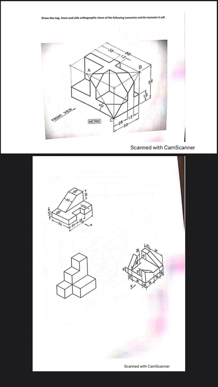Solved Draw the top, front and side orthographic views of | Chegg.com