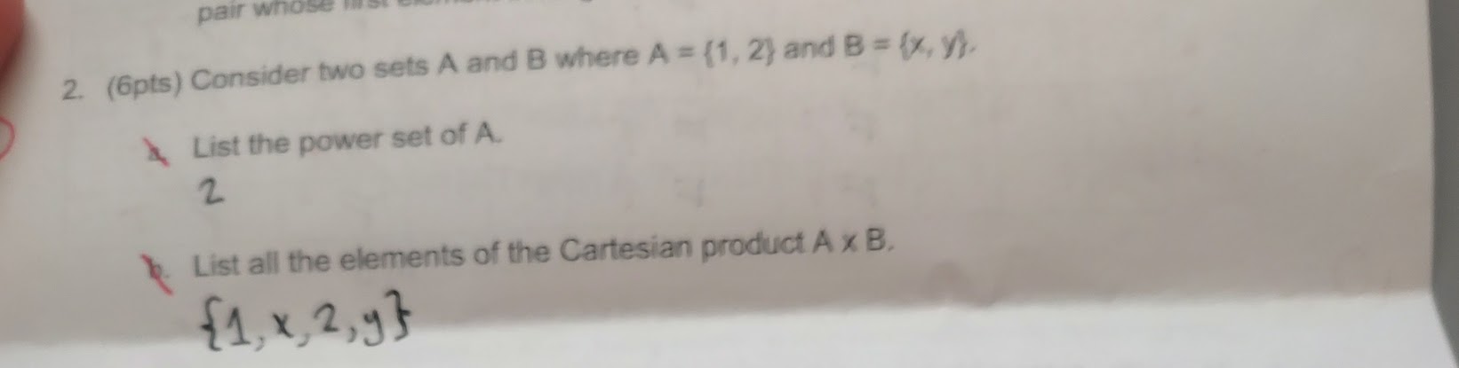 Solved (6pts) ﻿Consider two sets A and B ﻿where A={1,2} ﻿and | Chegg.com