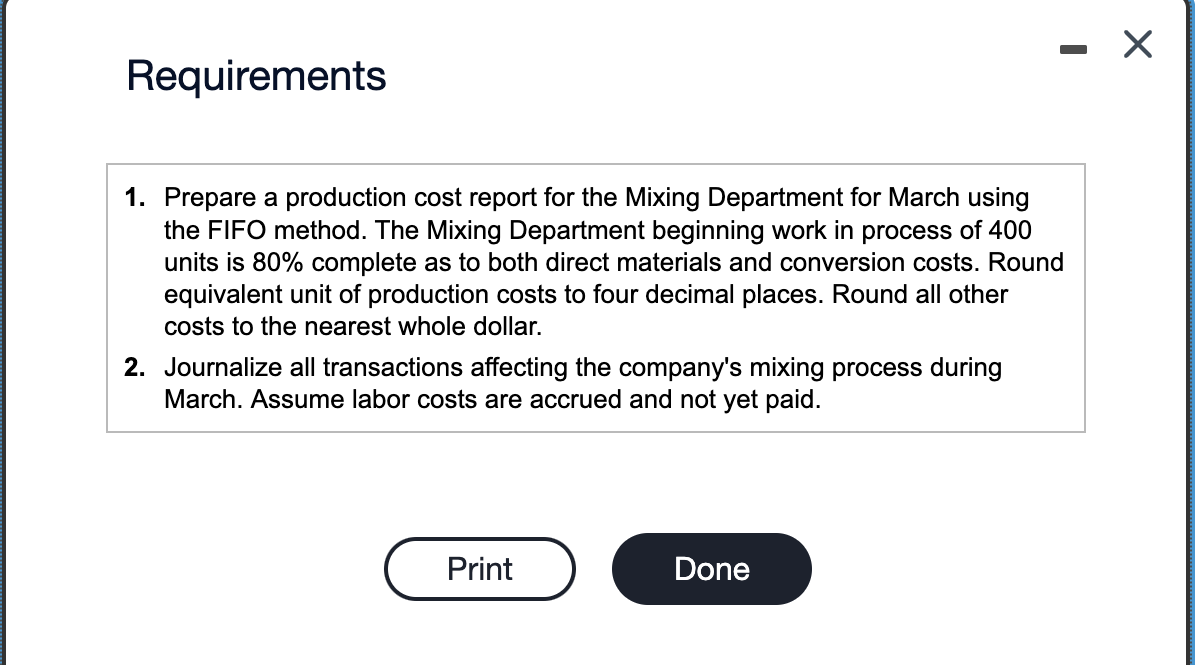 Solved Requirement 1. Prepare a production cost report for | Chegg.com