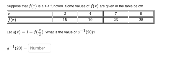 Solved Suppose that f(x) is a 1-1 function. Some values of | Chegg.com