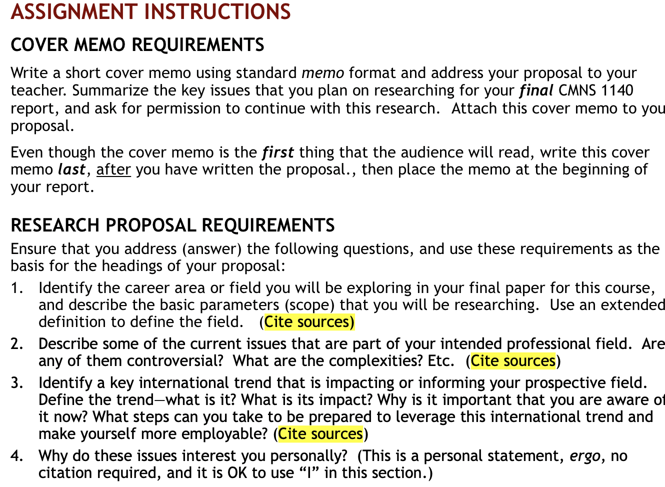 ASSIGNMENT INSTRUCTIONS COVER MEMO REQUIREMENTS Write | Chegg.com