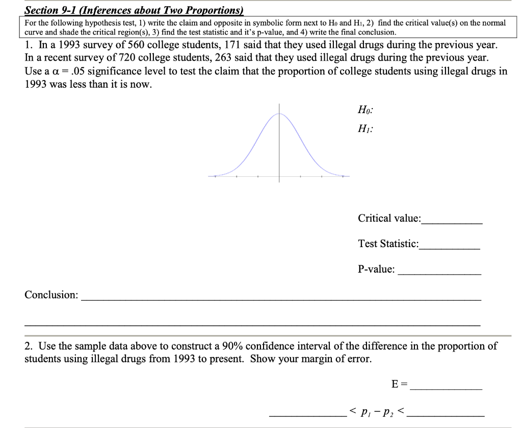 Solved Section 9-1 (Inferences about Two Proportions) For | Chegg.com