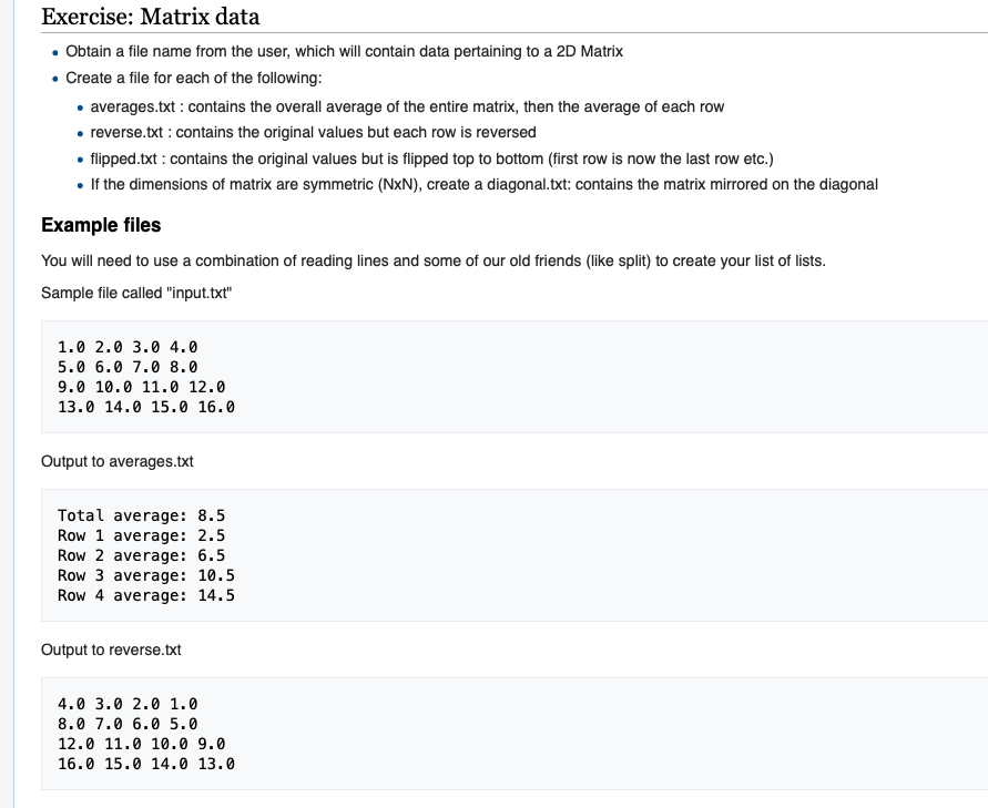 Solved Output to reverse.txt 4.0 3.0 2.0 1.0 8.0 7.0 6.0 | Chegg.com