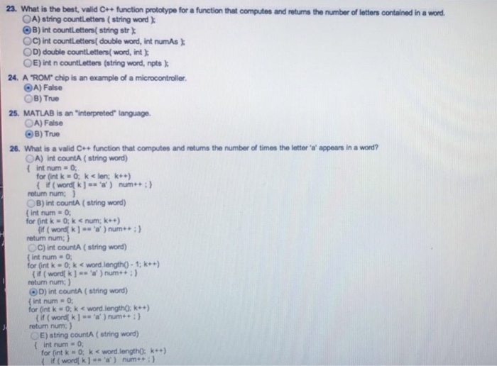 Solved 23. What is the best, valid + function prototype for | Chegg.com