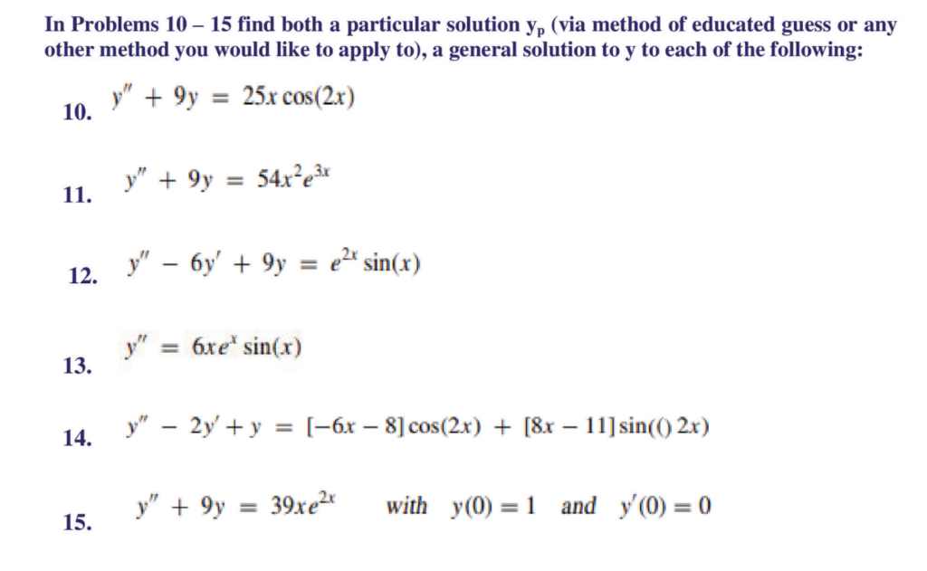 Solved In Problems 10 15 find both a particular solution yp | Chegg.com