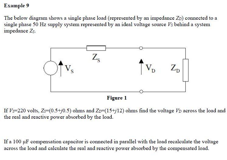 Solved Example 9 The below diagram shows a single phase load | Chegg.com