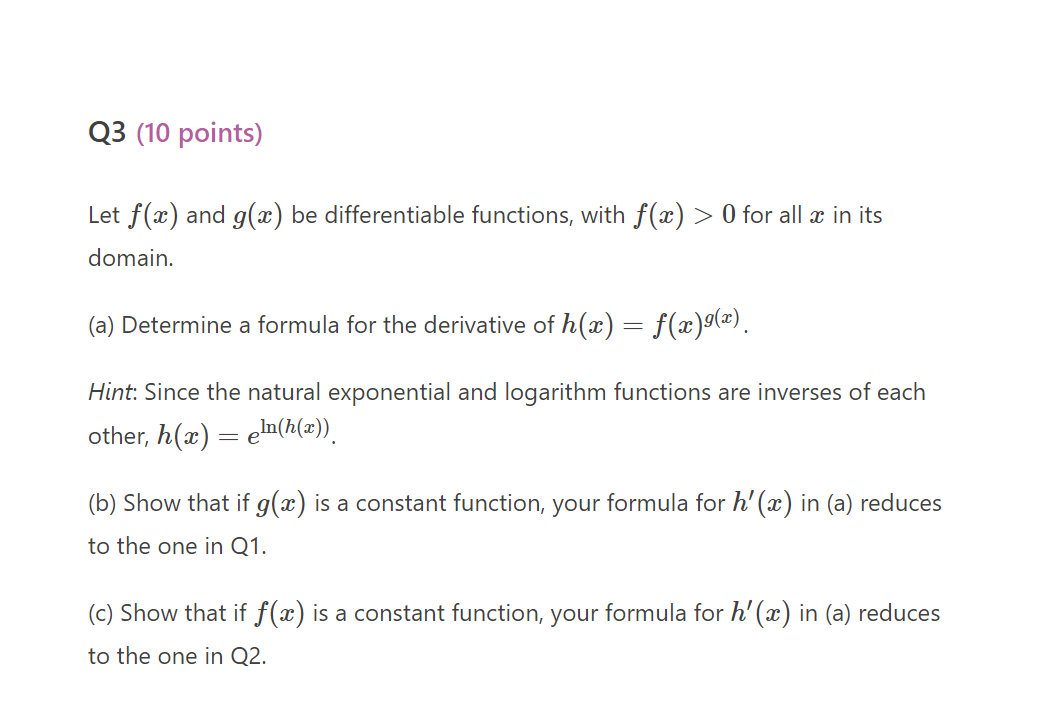 Solved Let f(x) and g(x) be differentiable functions, with | Chegg.com