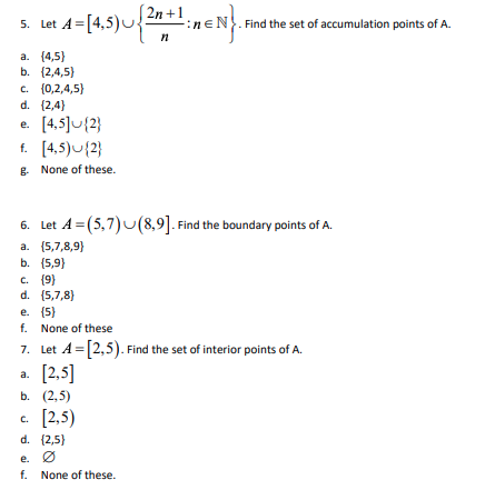 Solved 2n+1 n E N Find the set of accumulation points ofA. | Chegg.com