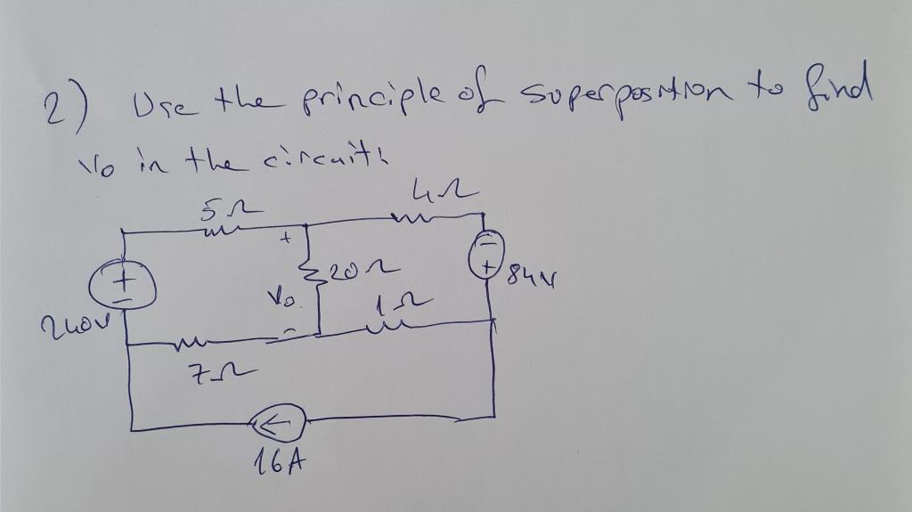 Solved 2) Use the principle of superposition to find Vo in | Chegg.com