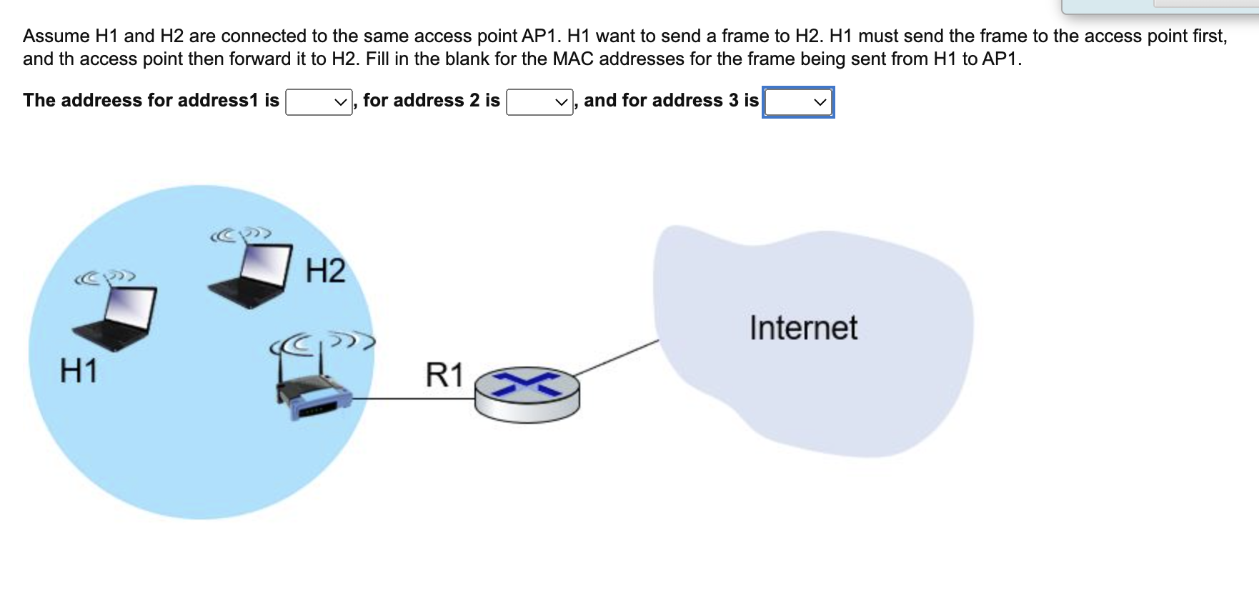 Solved Assume H1 and H2 are connected to the same access | Chegg.com