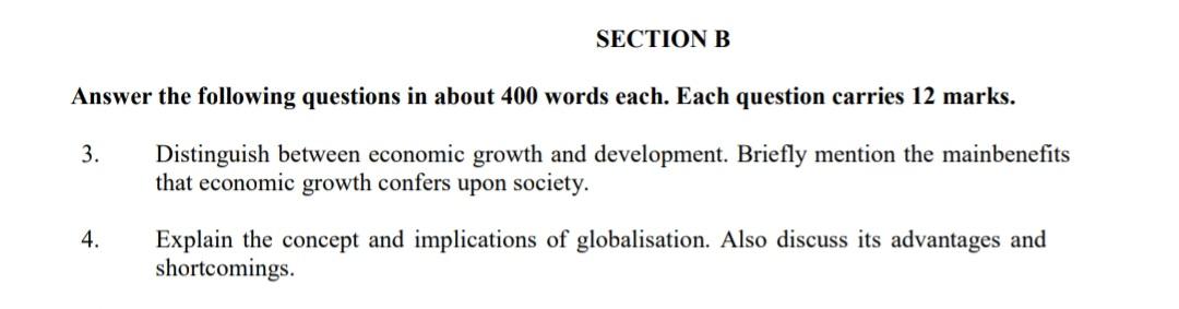 Solved SECTION B Answer the following questions in about 400 | Chegg.com