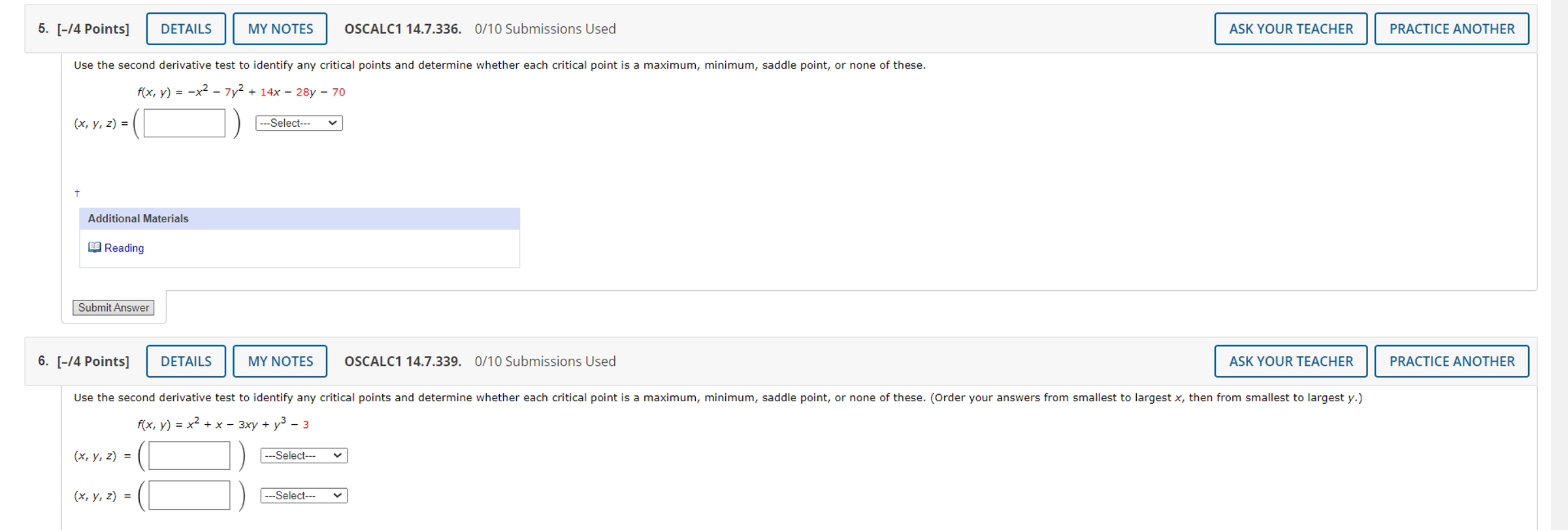Solved Points]OSCALC1 14.7.336. 0/10 ﻿Submissions UsedUse | Chegg.com