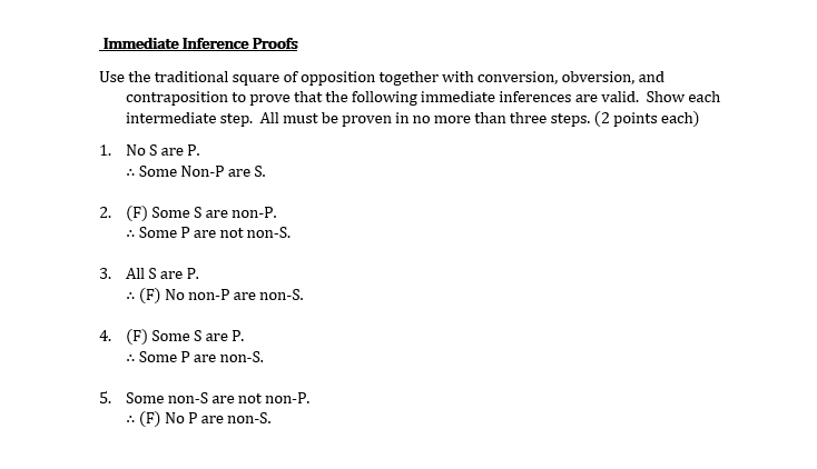 Immediate Inference Proofs Use the traditional square | Chegg.com