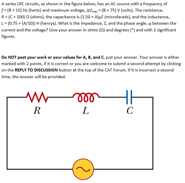 Solved A series LRC circuits, as shown in the figure below, | Chegg.com