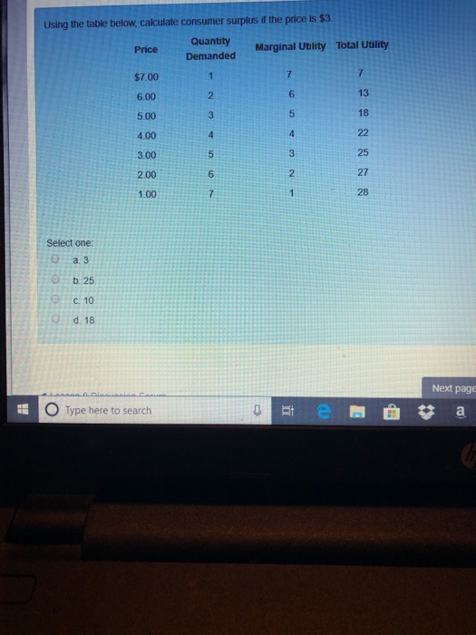 Solved Using the table below, calculate consumer surplus if | Chegg.com