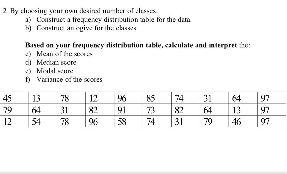 Solved 2. By choosing your own desired number of classes: a) | Chegg.com