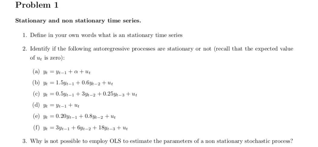 Solved Problem 1 Stationary and non stationary time series. | Chegg.com