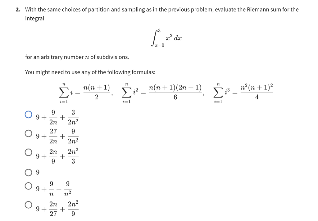 Solved 2. With the same choices of partition and sampling as | Chegg.com
