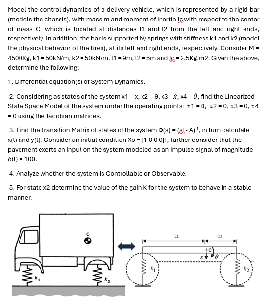 Solved Model the control dynamics of ﻿a delivery vehicle, | Chegg.com