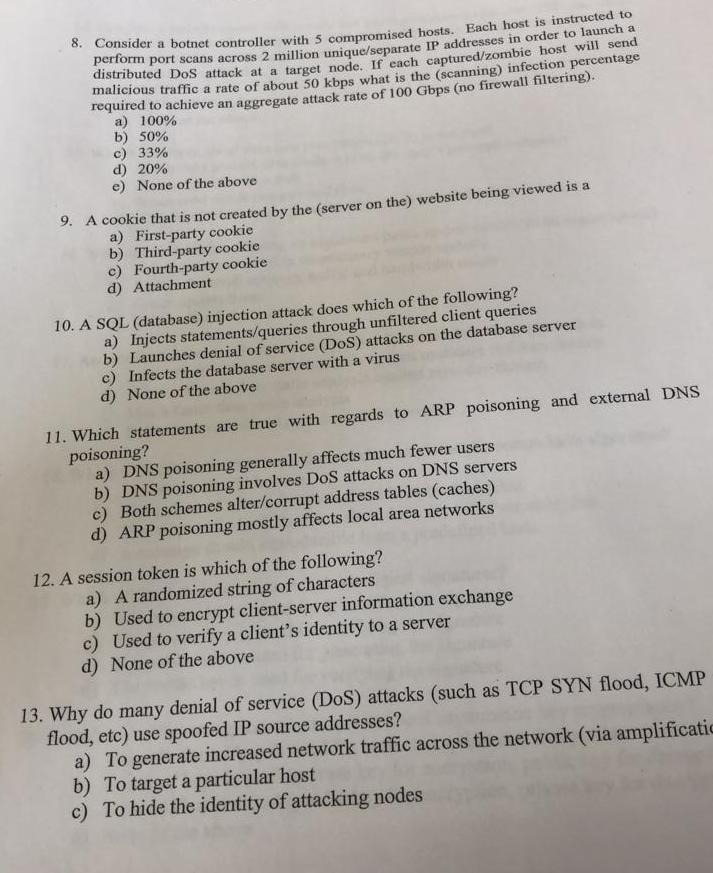 Solved et controller with 5 compromised hosts. Each host is | Chegg.com