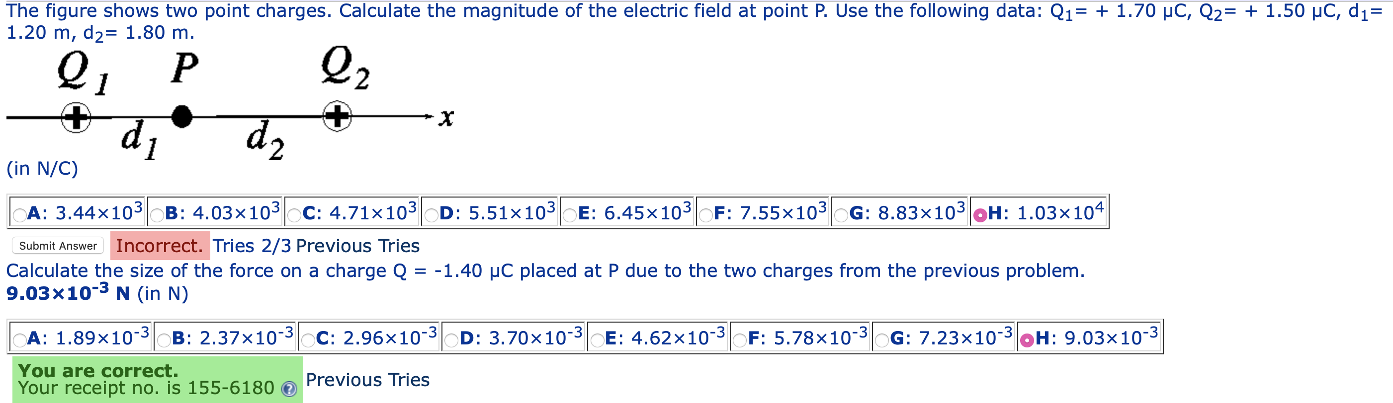 Solved The figure shows two point charges. Calculate the | Chegg.com