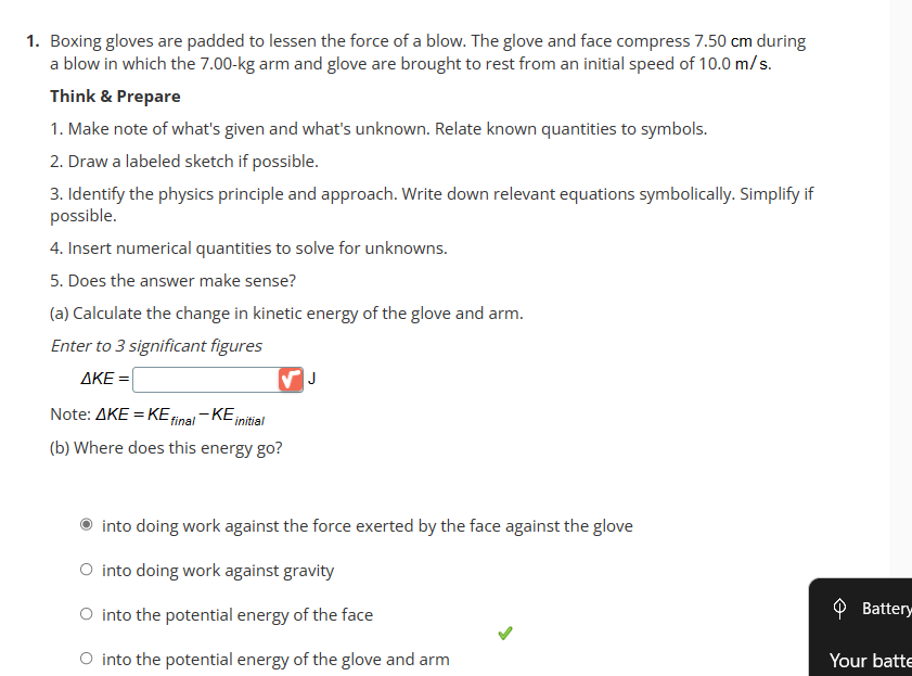 Solved 1. Boxing gloves are padded to lessen the force of a | Chegg.com