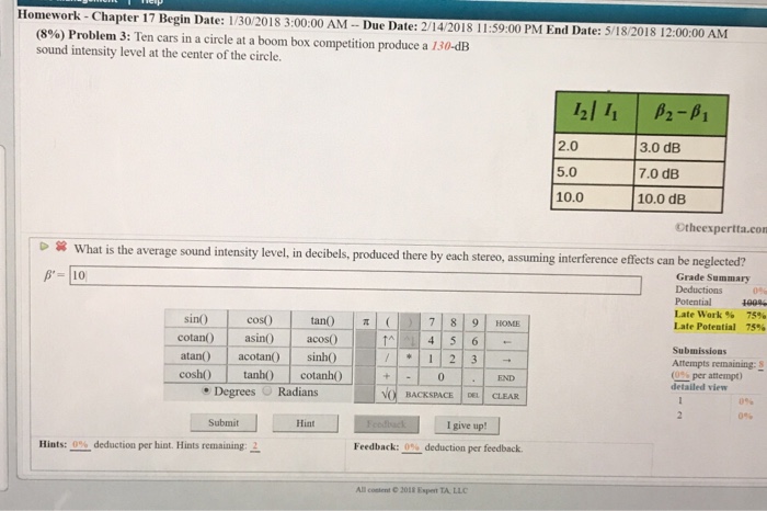 Solved Homework -Chapter 17 Begin Date: 1/30/2018 3:00:00 | Chegg.com