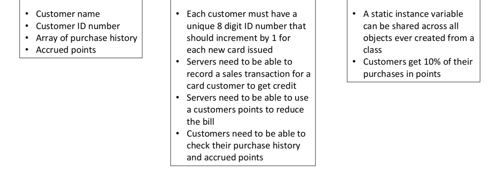 Solved . Customer name • Customer ID number Array of | Chegg.com