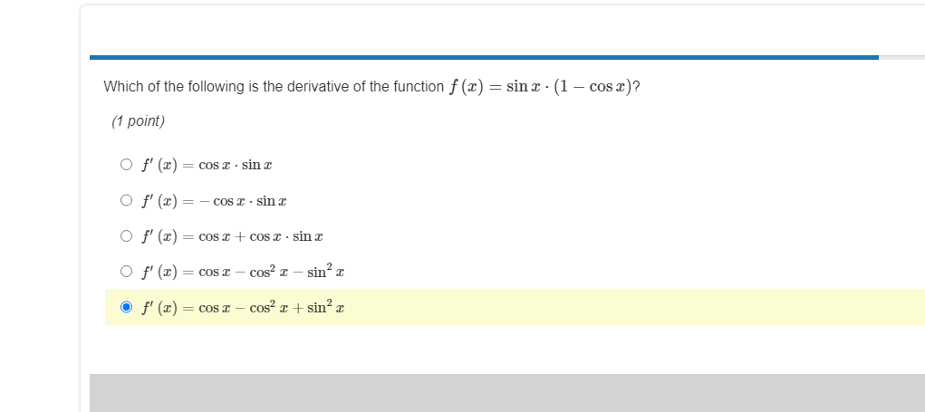 Solved Which of the following is the derivative of the | Chegg.com
