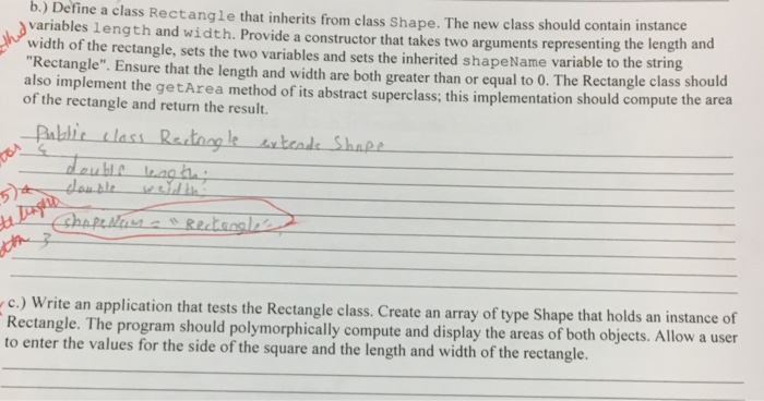 Solved b.) Define a class Rectangle that inherits from class | Chegg.com