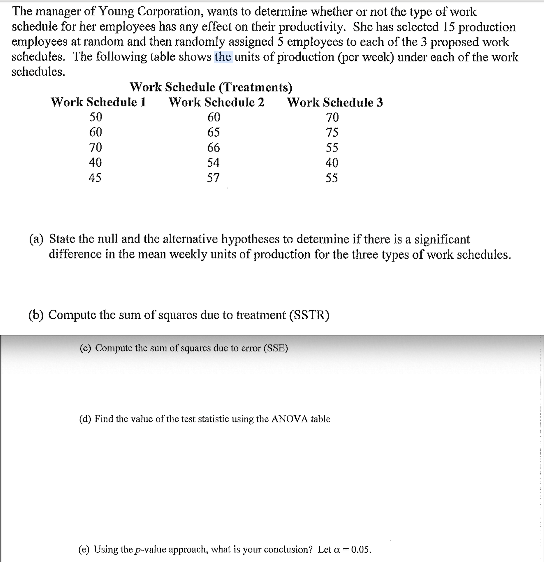 (c) ﻿Compute the sum of squares due to error (SSE)(d) | Chegg.com