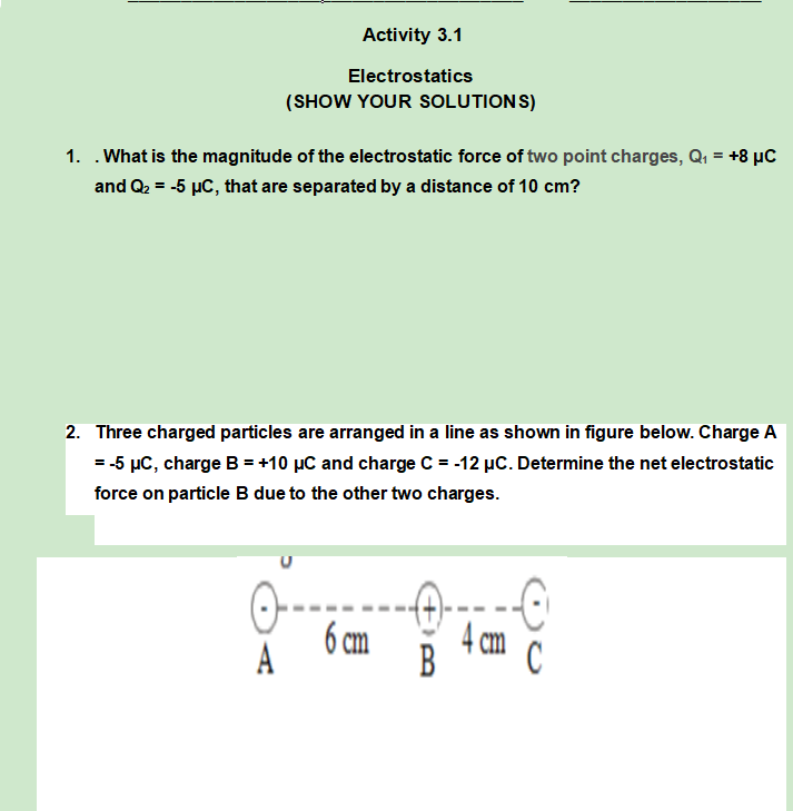 Solved Activity 3.1 ﻿Two equal charges of magnitude | Chegg.com