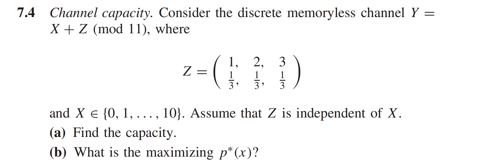 Solved channel capacity --information theory | Chegg.com