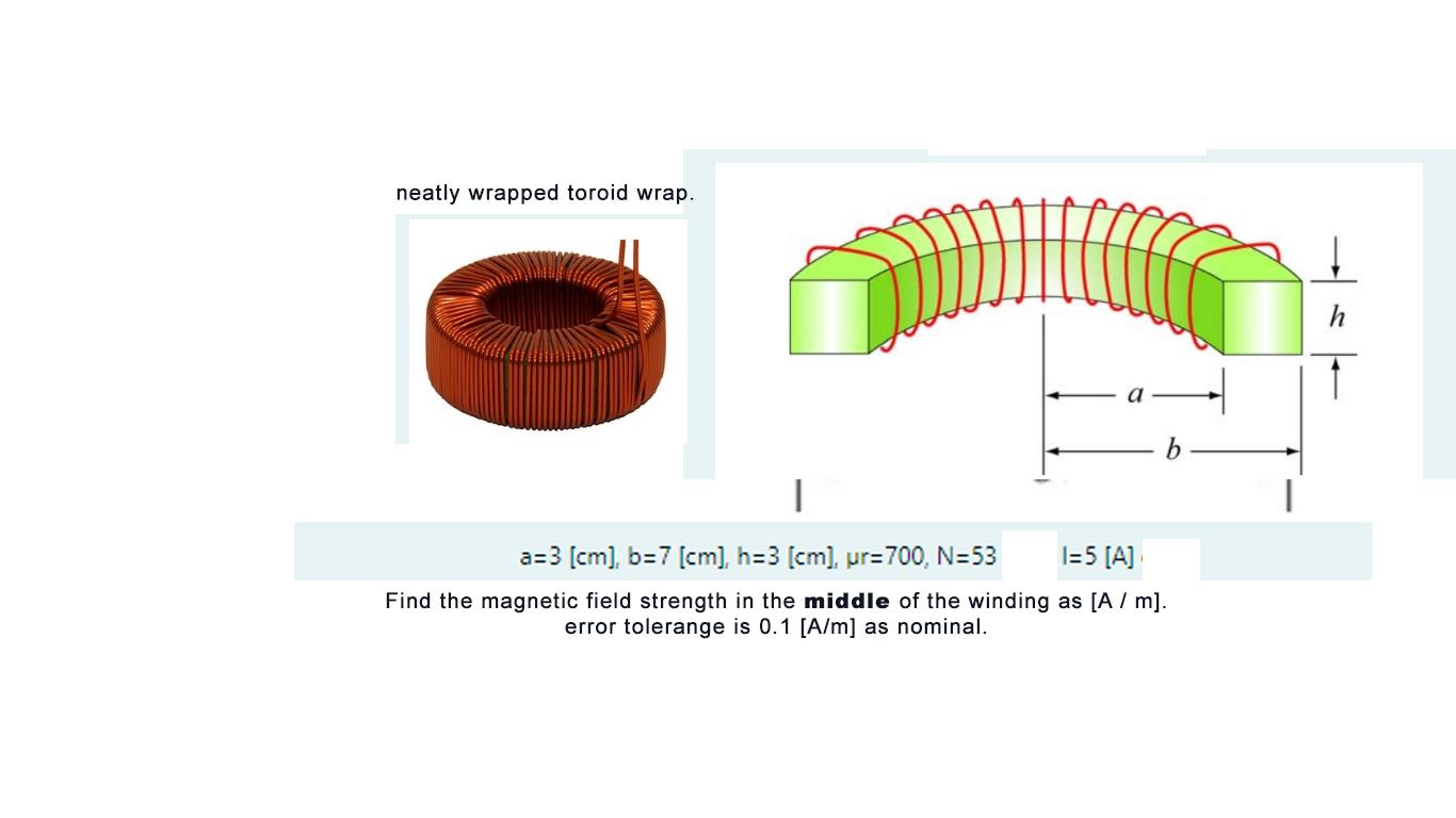 Solved neatly wrapped toroid wrap. h a a=3 [cm], b=7 [cm], | Chegg.com