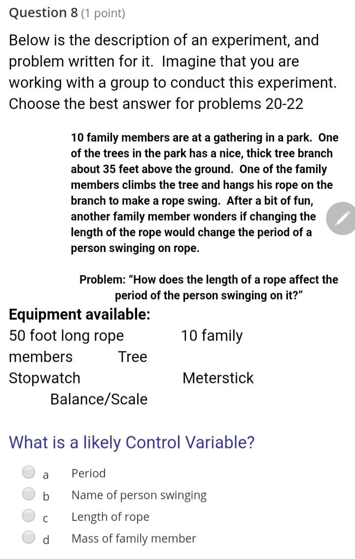 Solved Question 8 (1 point) Below is the description of an | Chegg.com