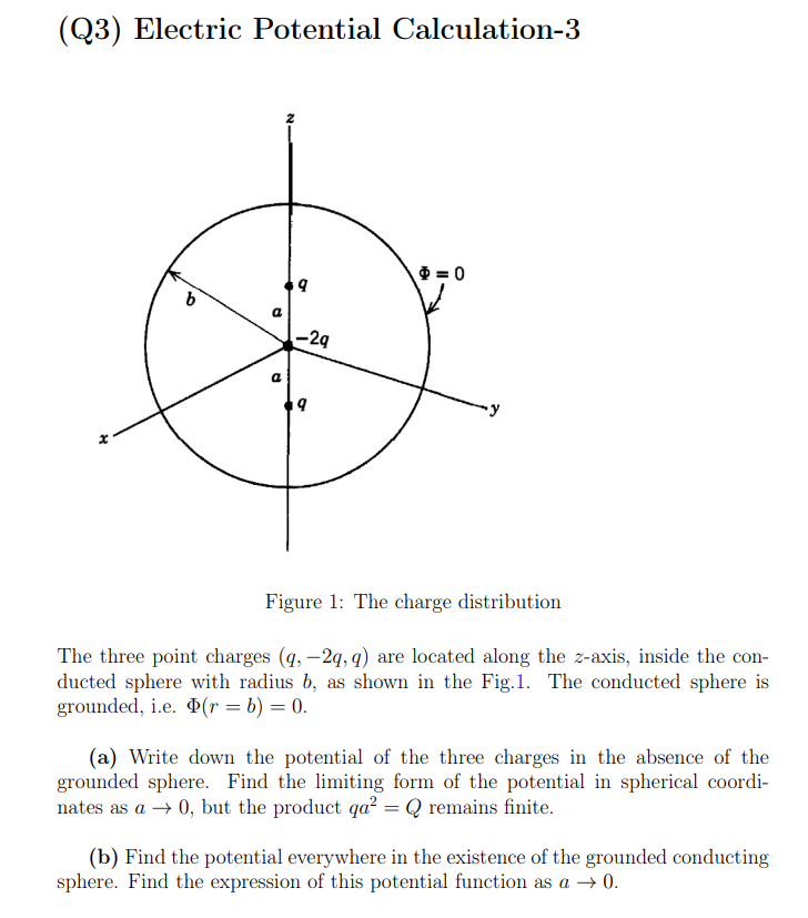 Solved (Q3) Electric Potential Calculation-3 Q = 0 9 b a | Chegg.com