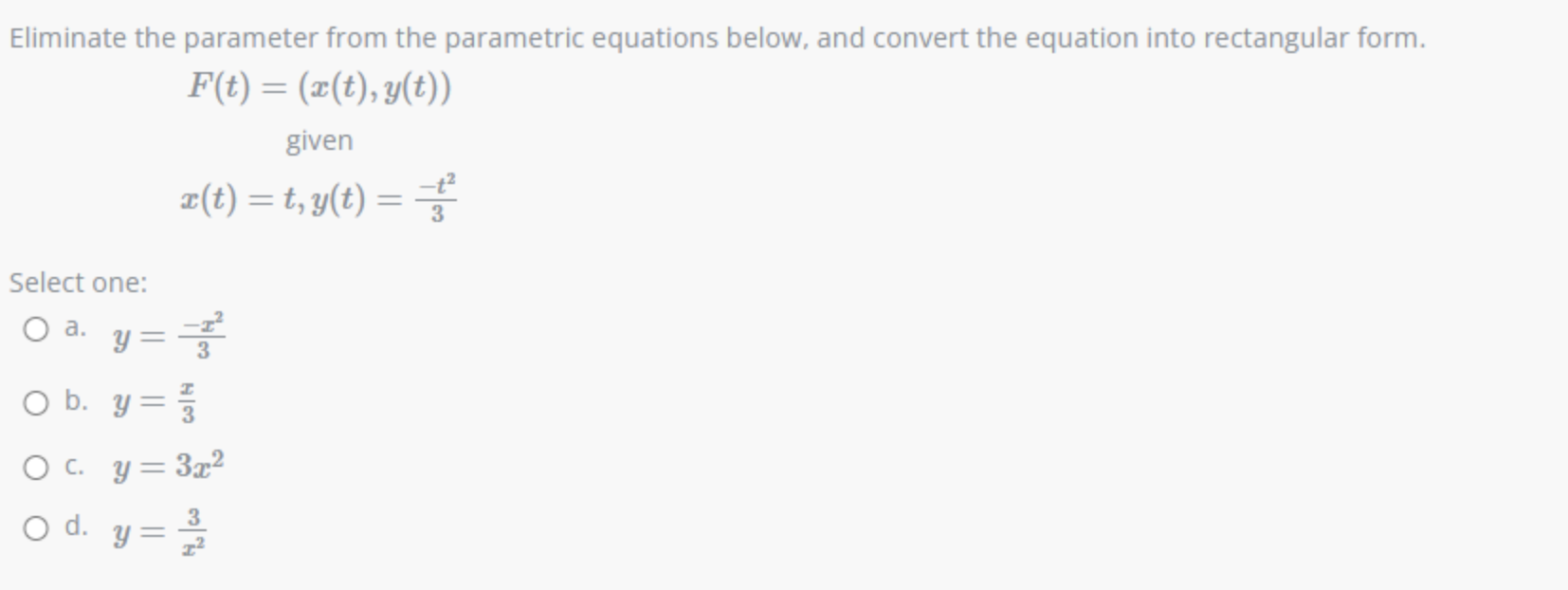 Solved Eliminate the parameter from the parametric equations | Chegg.com
