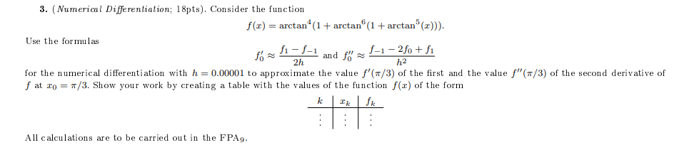 Solved 3. (Numerical Differentiation: 18pts). Consider the | Chegg.com