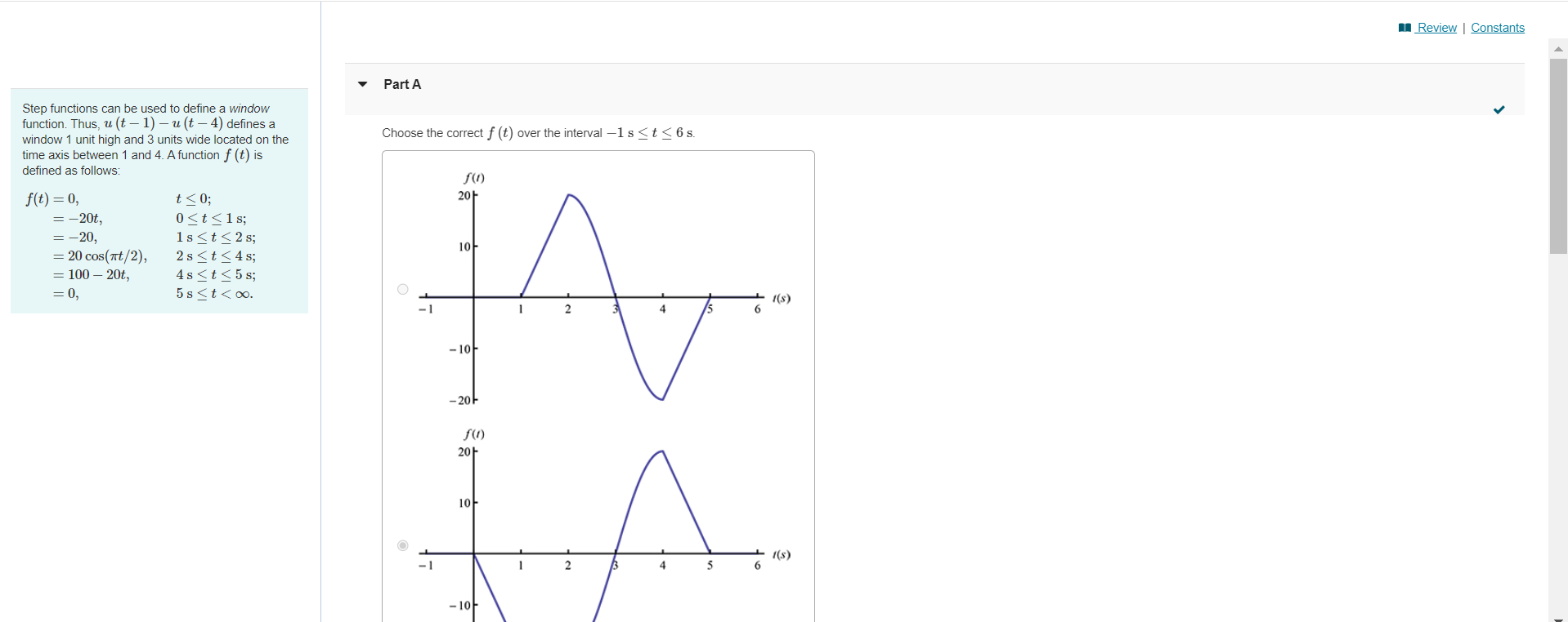 Solved Step functions can be used to define a window | Chegg.com