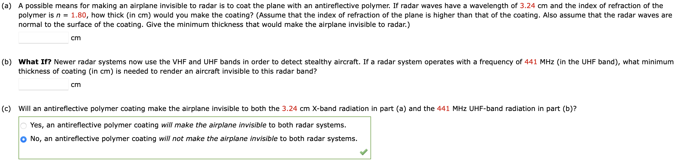 Solved (a) A possible means for making an airplane invisible | Chegg.com