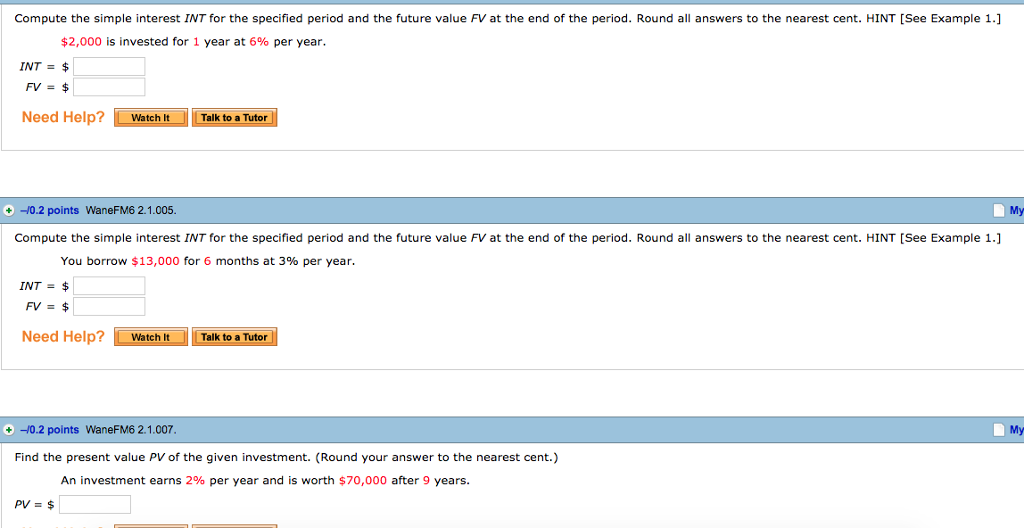 Solved Compute the simple interest INT for the specified | Chegg.com