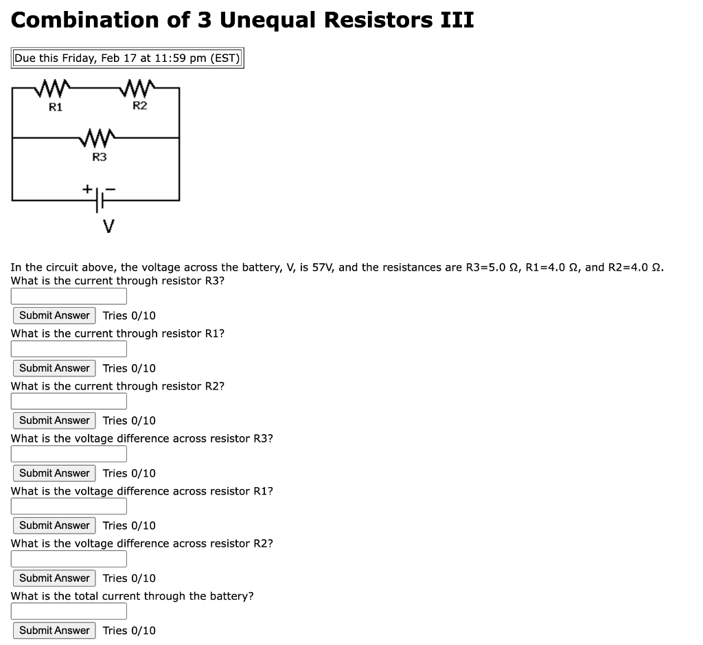 Solved Combination of 3 Unequal Resistors III In the circuit | Chegg.com