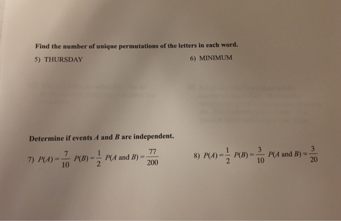 Solved Find the number of unique permutations of the letters | Chegg.com