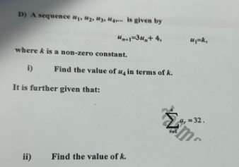 Solved D) A sequence u1,u2,u3,u4… is given by | Chegg.com