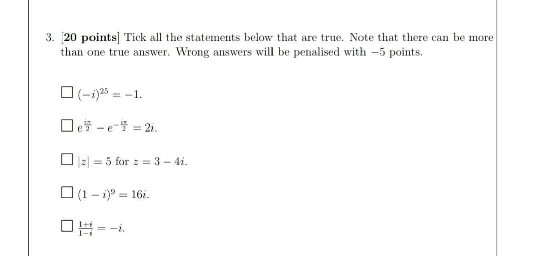 Solved 3. [20 points) Tick all the statements below that are | Chegg.com