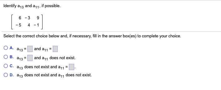 Solved Identify a13 and a11, if possible. 6-3 9 -5 4-1 | Chegg.com