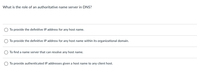 Solved What is the role of an authoritative name server in | Chegg.com